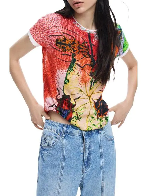 Desigual Beetle Cotton Graphic T-shirt - Red Multi