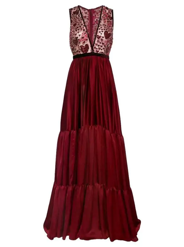 MIAU BY CLARA ROTESCU V-neck Maxi Dress - Red