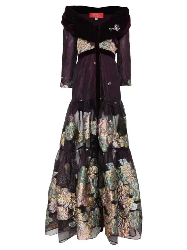 MIAU BY CLARA ROTESCU Floral Maxi Dress - Purple