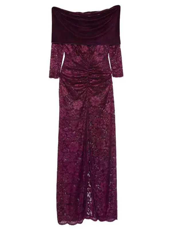MIAU BY CLARA ROTESCU Lace Maxi Dress - Purple