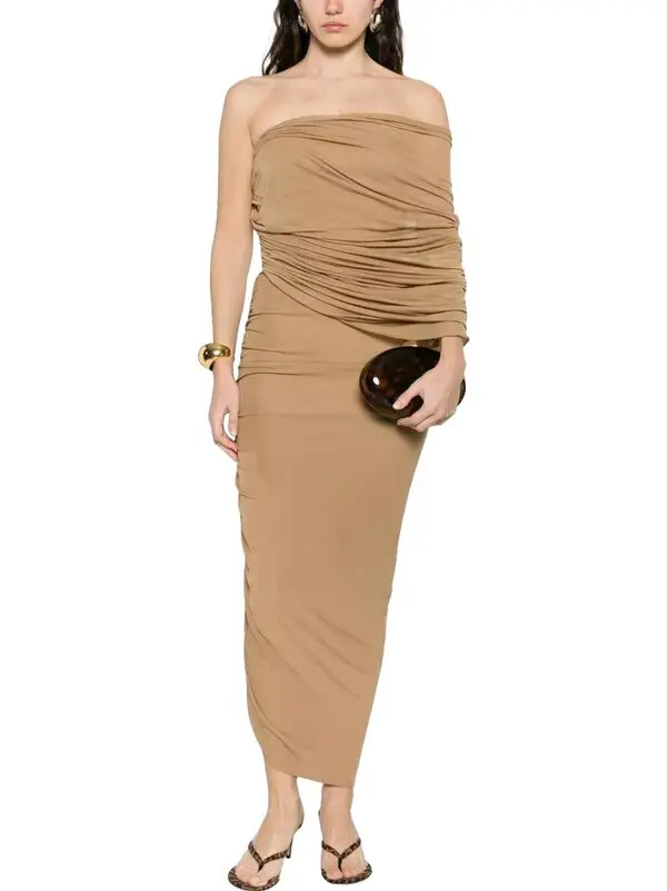 Giuseppe Di Morabito One-shoulder Gathered Midi Dress - Neutrals