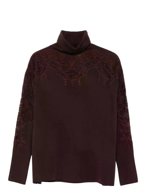 Ermanno Scervino Lace-paneled Sweater - Brown
