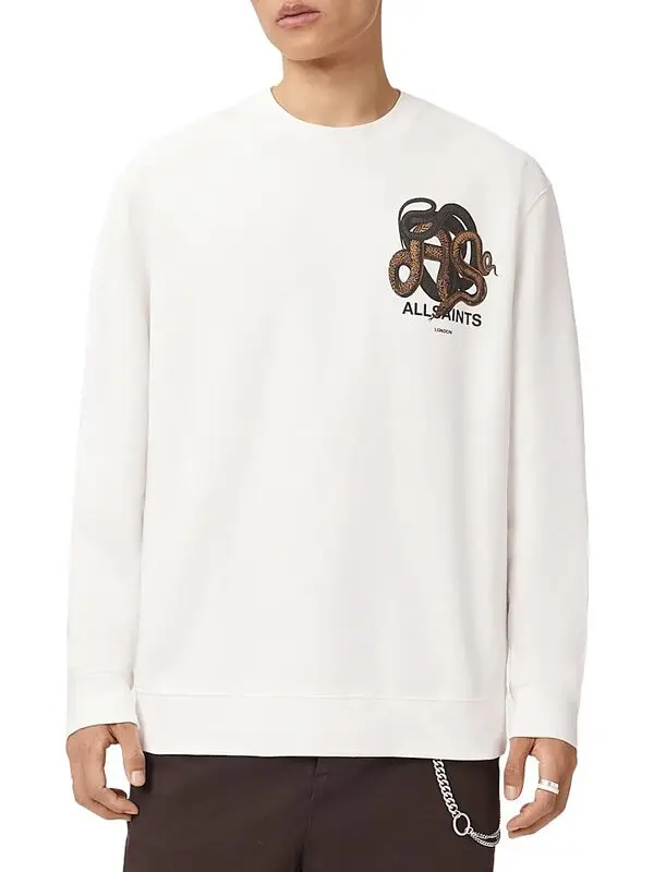 ALLSAINTS Reticulate Graphic Relaxed Long Sleeve Tee - Chalk White