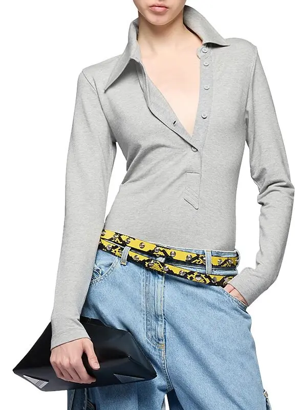 Attico Long Sleeve Top - Grey Melange