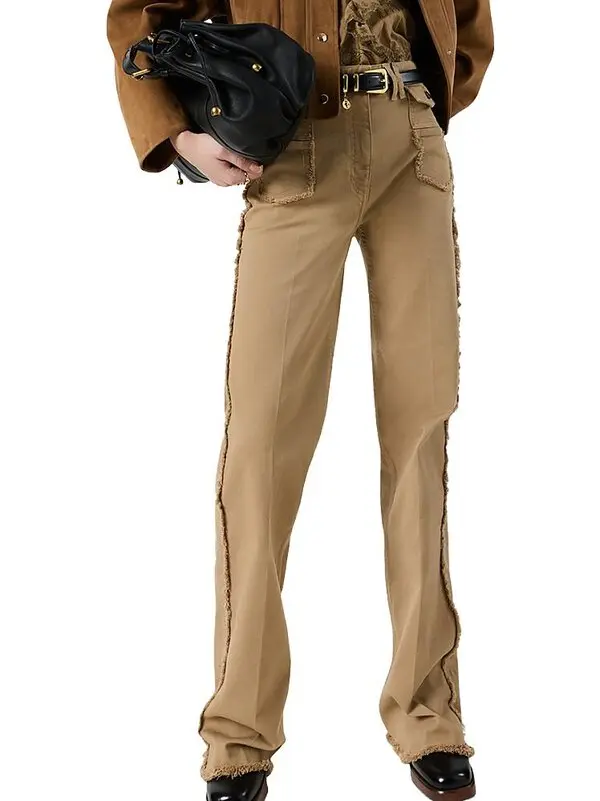 Gerard Darel Anna Fray Trim Flared Pants - Sand