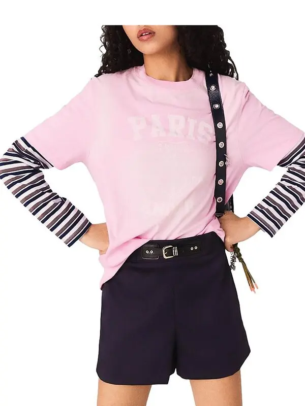 Maje Nautical Print T-shirt - Pink