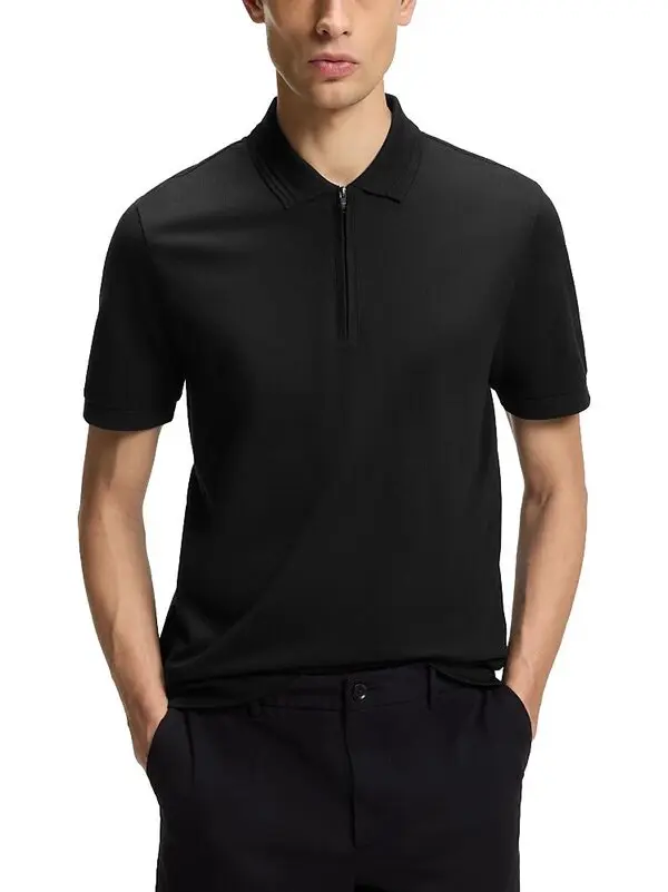 BOSS H Paras Quarter Zip Polo Shirt - Black