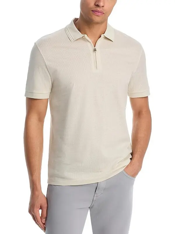 BOSS H Paras Quarter Zip Polo Shirt - Open White