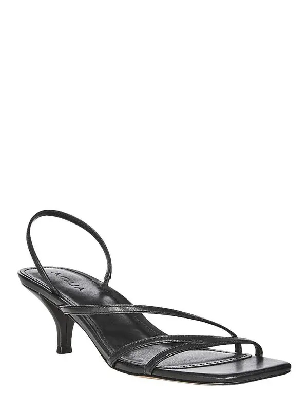 Aqua Flona Strappy Sandals - Black Leather