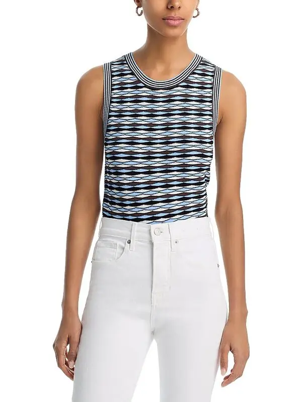 Veronica Beard Jerrel Cropped Knit Tank Top - Blue Jay Multi