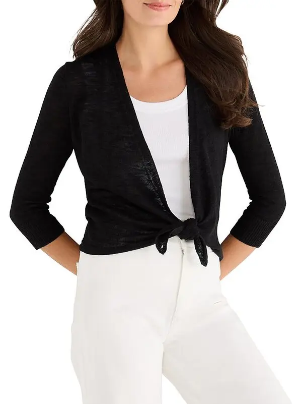 NIC+ZOE Slub Knit Cardigan - Black Onyx