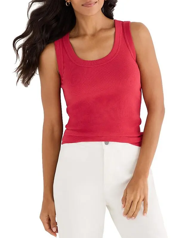 NIC+ZOE Knit Rib Scoop Neck Tank - True Red