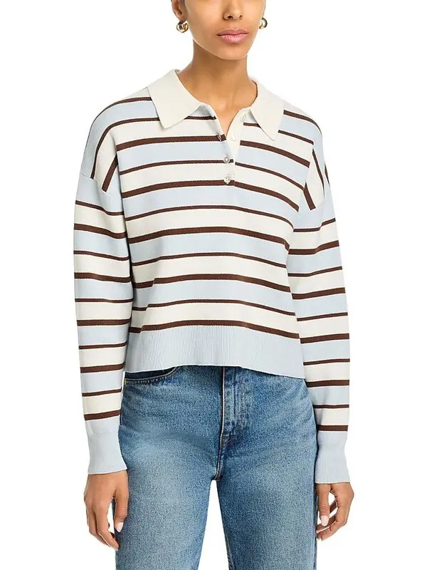 525 America Seraphina Cropped Rugby Sweater - Ice Stripe