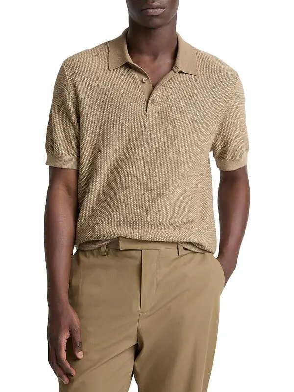 Vince Geo Jacquard Short Sleeve Polo Shirt - Teton/river Sand