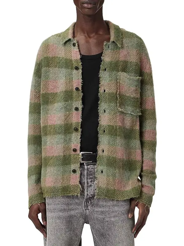 ALLSAINTS Adler Plaid Cardigan - Sunbaked Pink