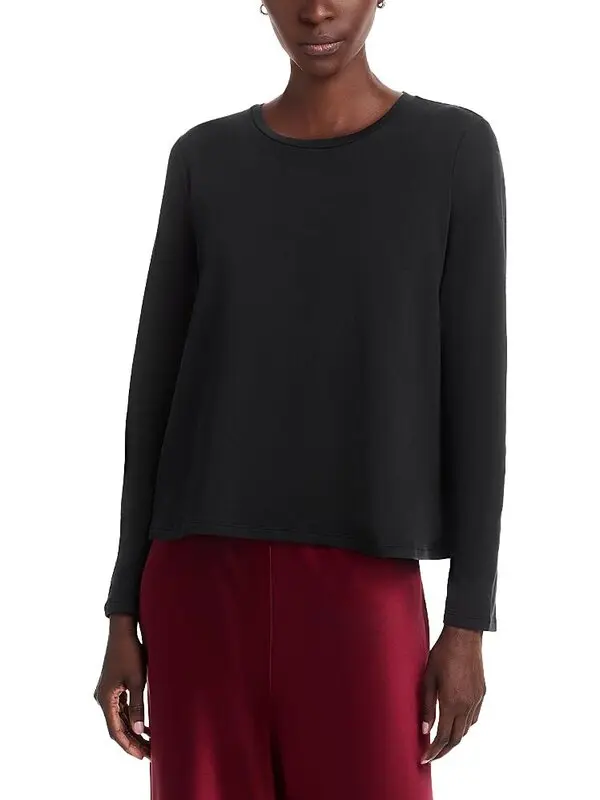 Eileen Fisher Cozy Brushed Terry Crewneck Top - Black