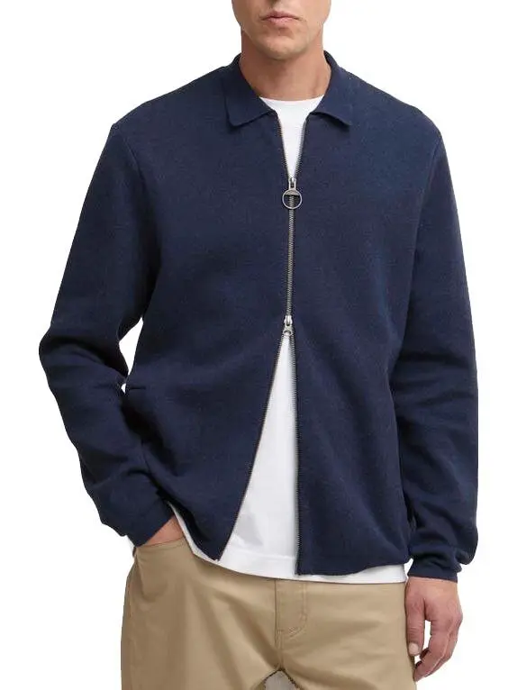 Barbour Cotton Zip Cardigan - Navy