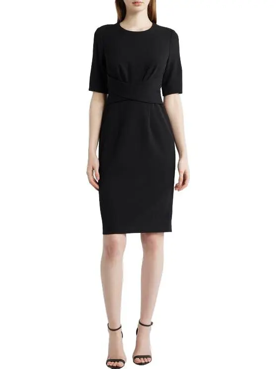 Anne Klein Wrap Overlay Sheath Dress - Anne Black