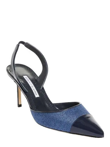Manolo Blahnik Capsli Cap Toe Slingback Pump - Blue/navy
