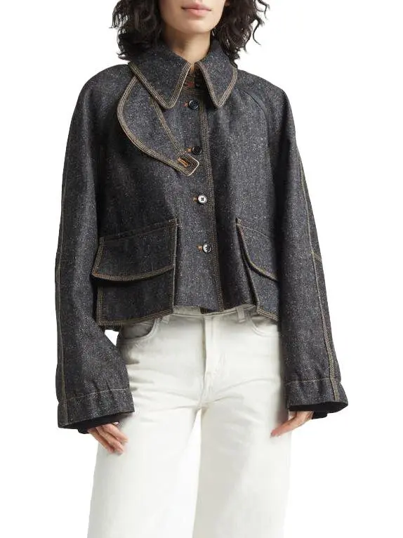 NACKIYE Precious Cargo Denim Crop Jacket - Indigo Raw