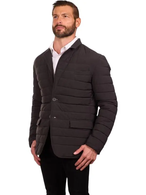 Perry Ellis Tech Stretch Quilted Blazer Jacket - Black