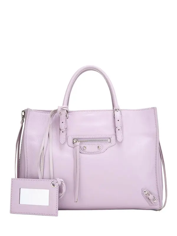 Balenciaga Calfskin Papier A6 Zip Around Handbag - Purple