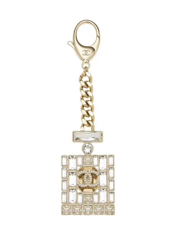 Chanel Crystal 'cc' Perfume Bottle Bag Charm - Gold