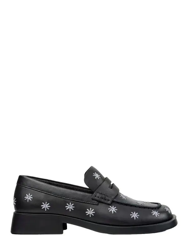 Camper Floral-embroidered Loafers - Black