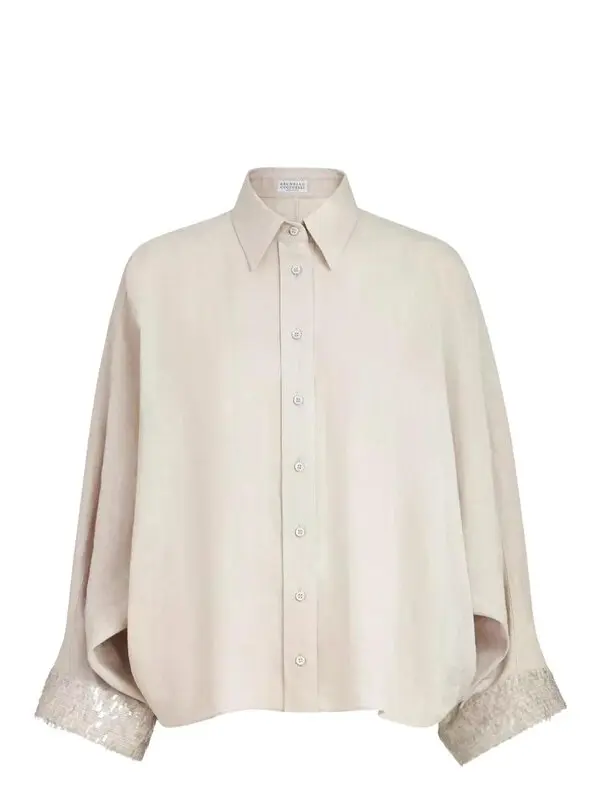 Brunello Cucinelli Linen Long Sleeve Shirt - Neutrals