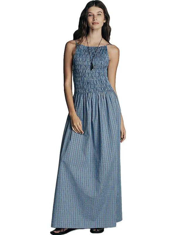 Faithfull The Brand Laia Smocked Sleeveless Maxi Dress - Blue