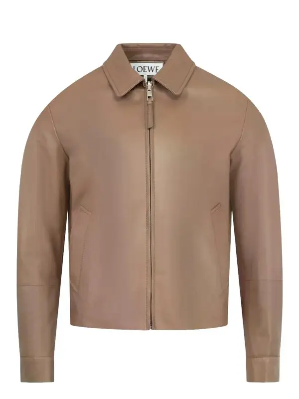 Loewe Leather Zip-up Jacket - Brown