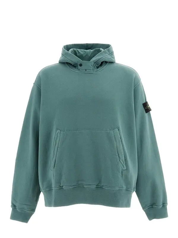 Stone Island Felpa Con Cappuccio Oversized In Cotone - Verde