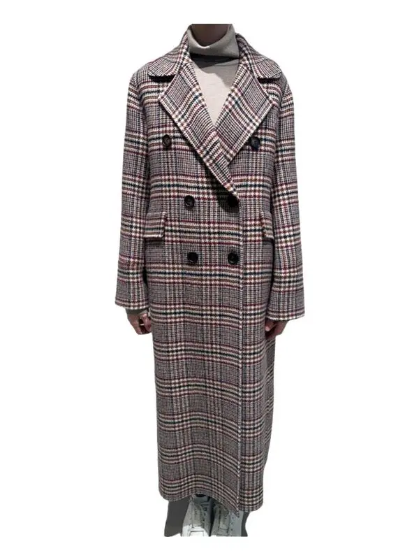 Max Mara Double-breasted Check Coat - Black