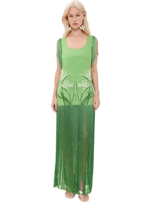 YELLOW THE LABEL Kyla Fringe Dress - Green