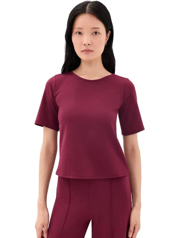 RIPLEY RADER Ponte Knit Short Sleeve Tee - Wine