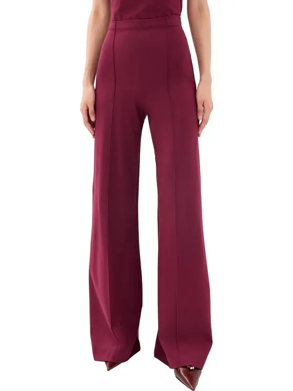RIPLEY RADER Ponte Knit Long Wide Leg Pants - Wine