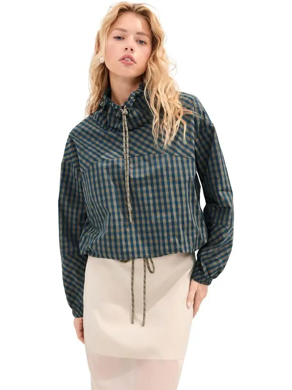 LE BOP Carson Anorak - Brown/blue Gingham