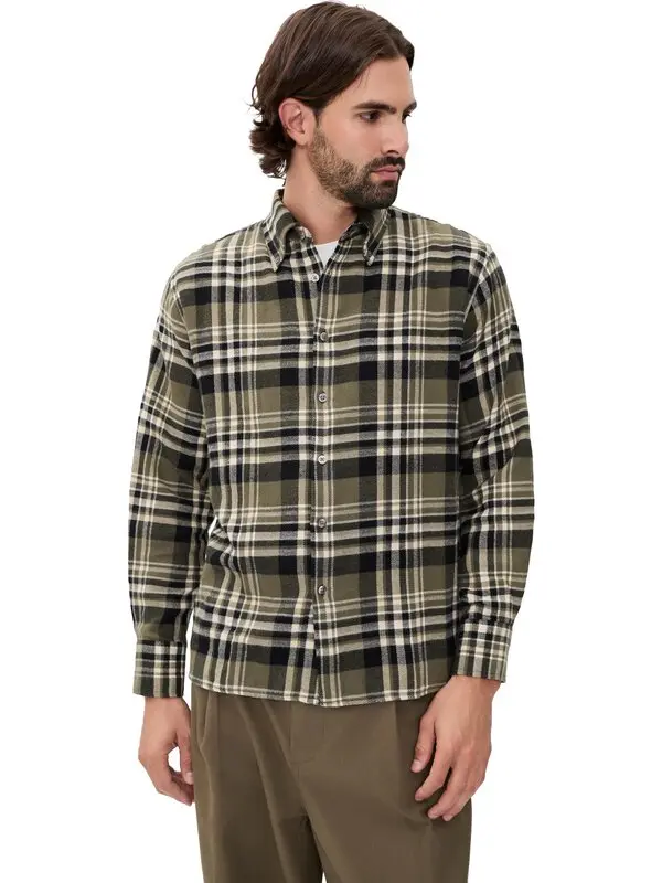 Universal Works Standard Jazz Check Shirt - Olive