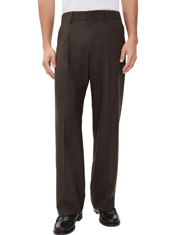 Nn07 Kay Relaxed Pleated Wool Trousers - Deep Truffle
