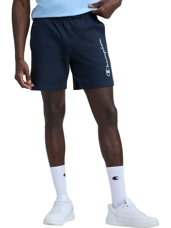 Champion 7 Jersey Shorts, Script Logo - Deep Navy