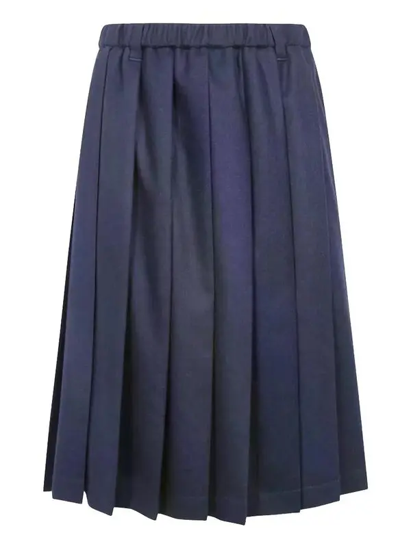 Aspesi Pleated Wool Midi Skirt - Blue