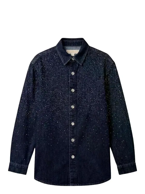 TWENTY FOURHAITCH Rhinestone-embellished Denim Shirt - Blue