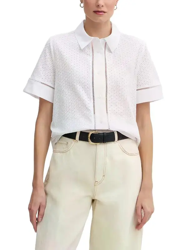 JOOP! Broderie-anglaise Short-sleeve Shirt - White
