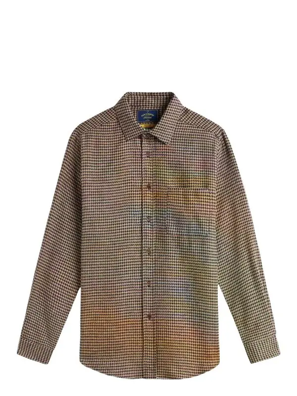 Portuguese Flannel Abstract Pied Poule Shirt - Brown