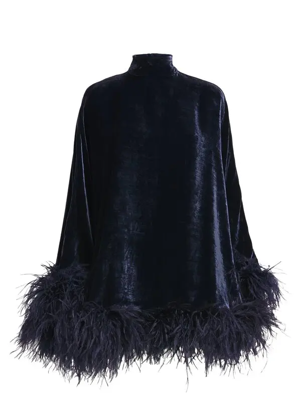 TALLER MARMO Velvet Vegas Disco Kaftan Mini Dress - Navy