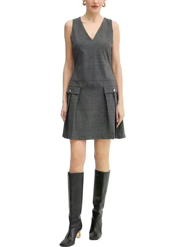 MORGAN Check-pattern Pleated Mini Dress - Grey