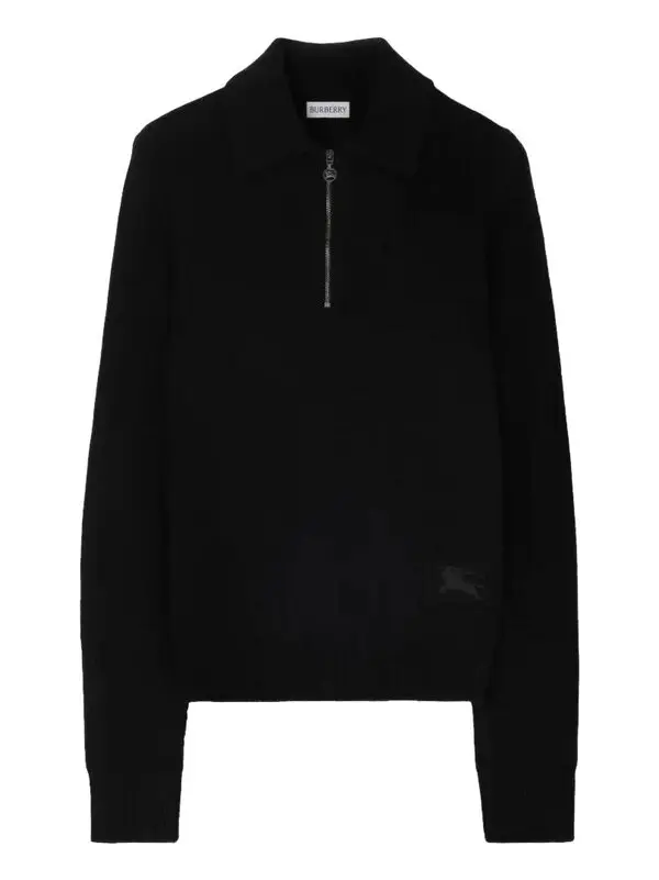 Burberry Long-sleeve Cashmere Polo Shirt - Black