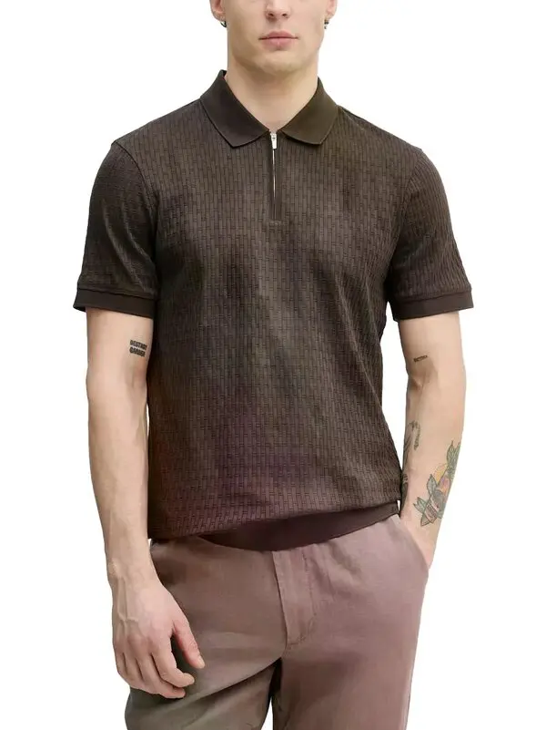 JOOP! Franciscojose Basket-weave Zip-fastening Polo Shirt - Brown