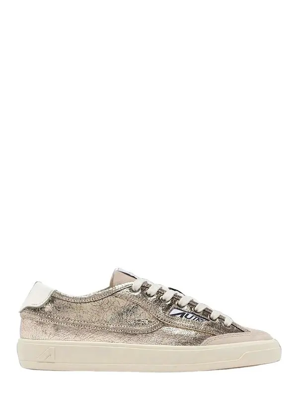 AUTRY Windscape Low Sneakers In Platinum And Marshmallow Laminated Lea - Metallic