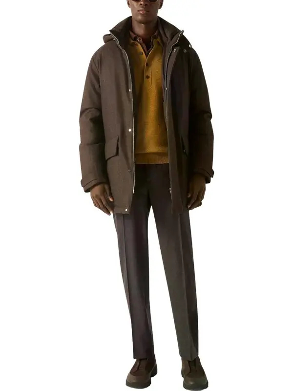 Zegna Dark- Wool Silk And Cashmere Pants - Brown